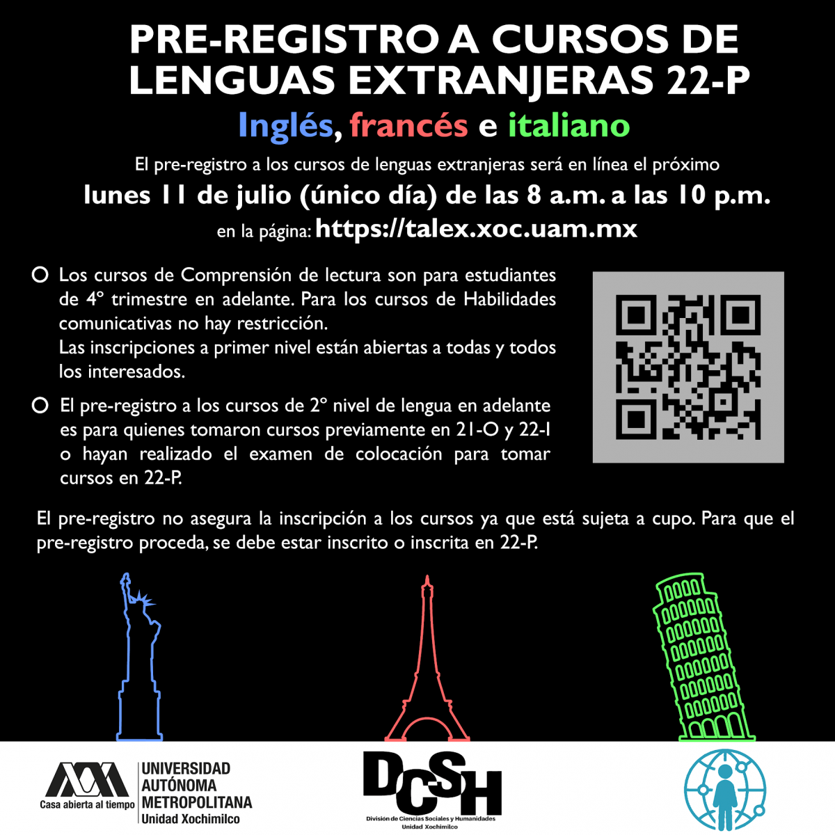 Pre-registro a los cursos de lenguas extranjeras | Universidad Autónoma Metropolitana